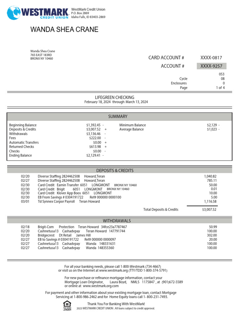 Wanda | PDF | Overdraft | Credit