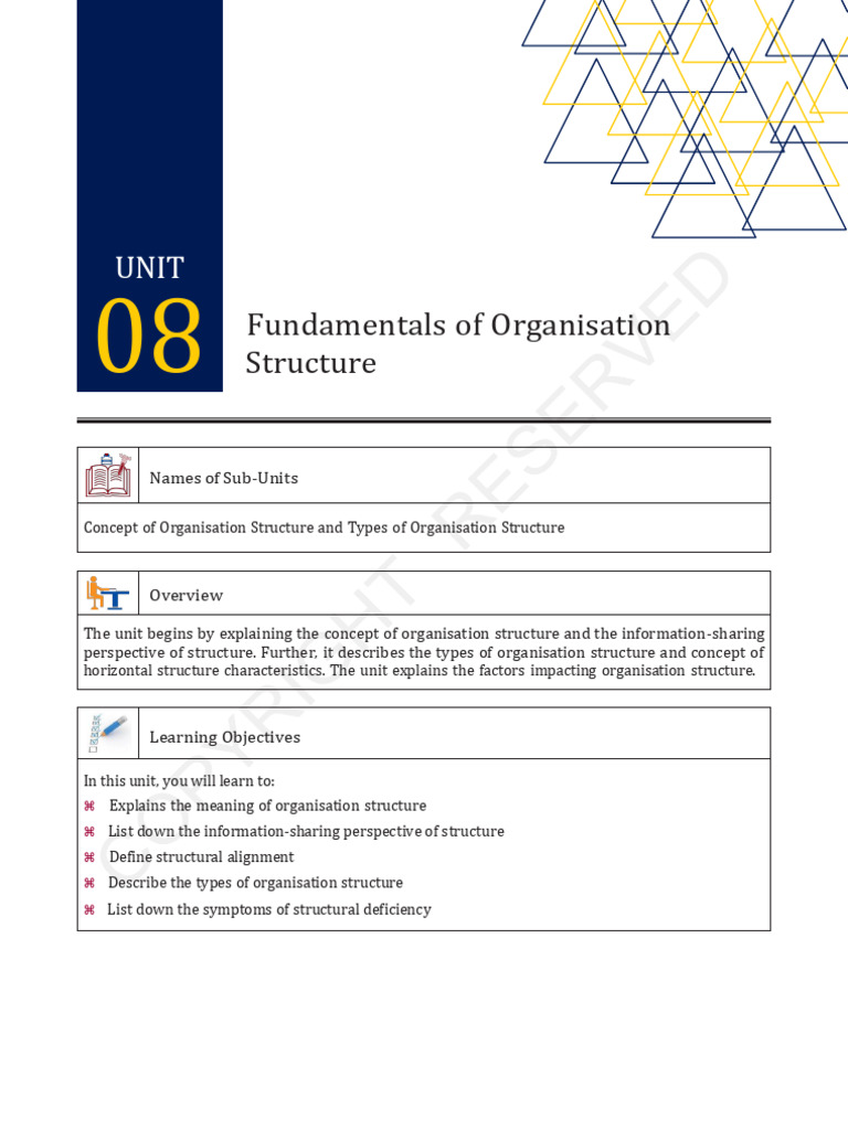 Structure Fundamentals of Organisation: Names of Sub-Units | PDF ...