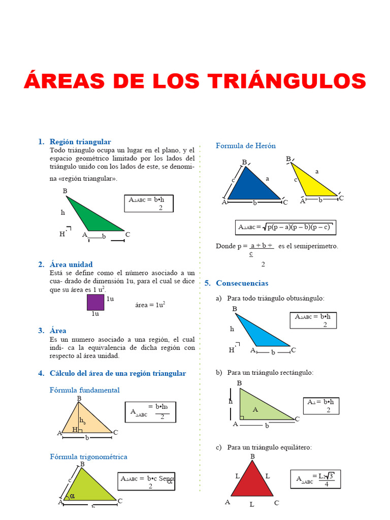 Áreas de Los Triángulos para Tercer Grado de Secundaria | PDF ...