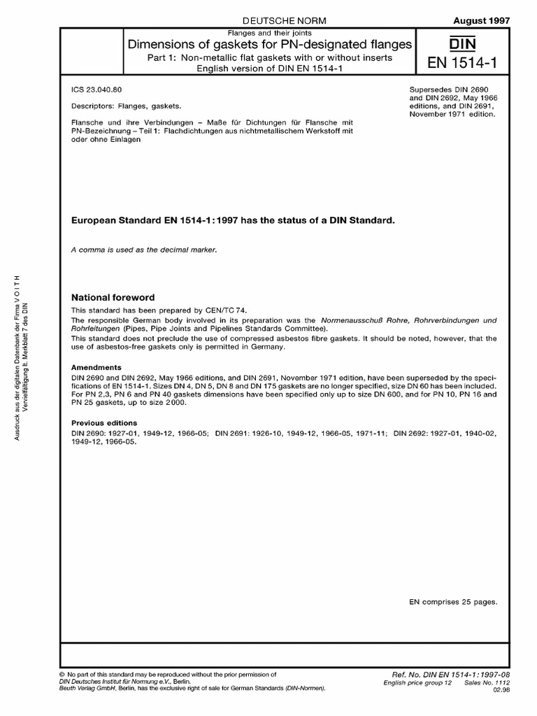 DIN EN - 1541-1 Gasket | PDF