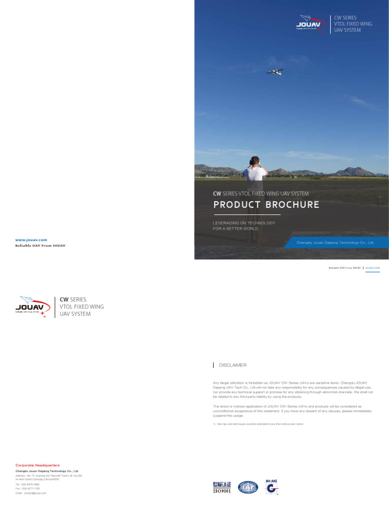 JOUAV CW Series VTOL UAV Brochure | PDF | Unmanned Aerial Vehicle | Camera