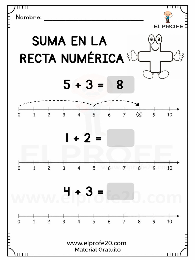 Fichas Sumas en La Recta Numerica Elprofe20 | PDF