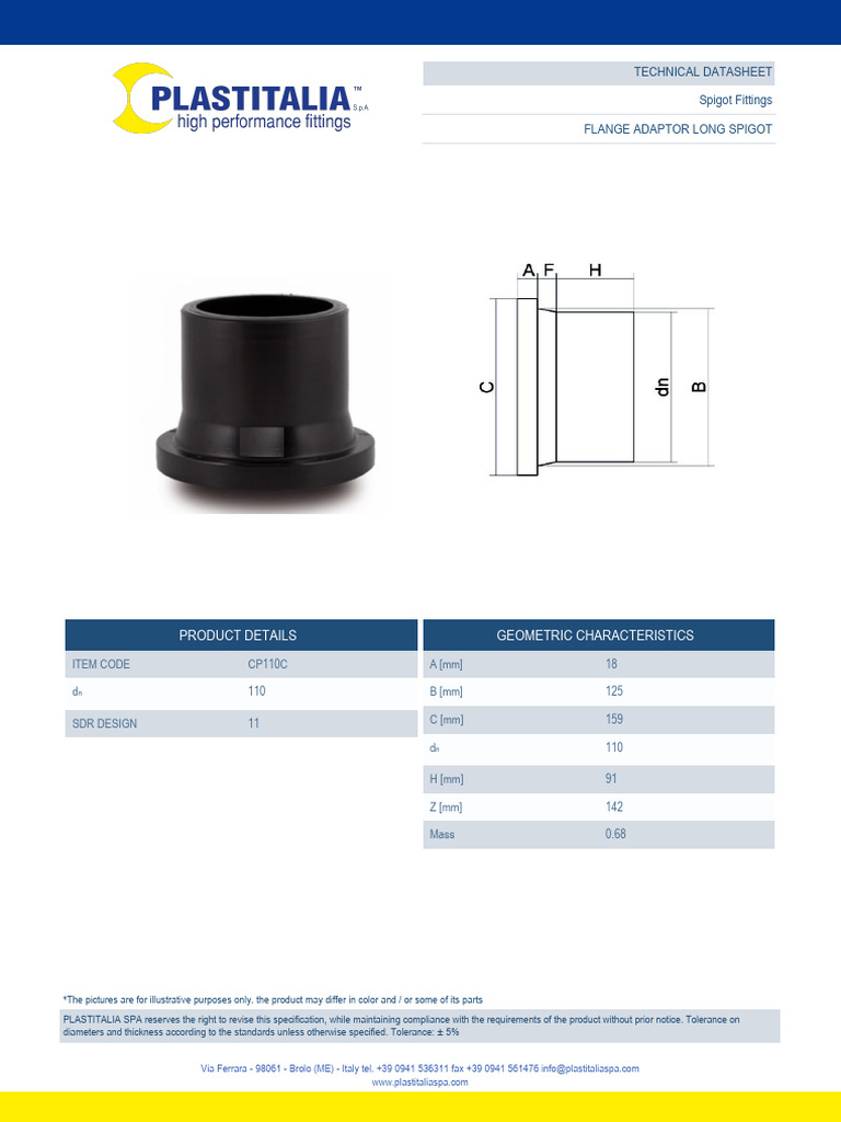 Data Sheet Porta Brida 110 MM Plastitalia S-CB | PDF