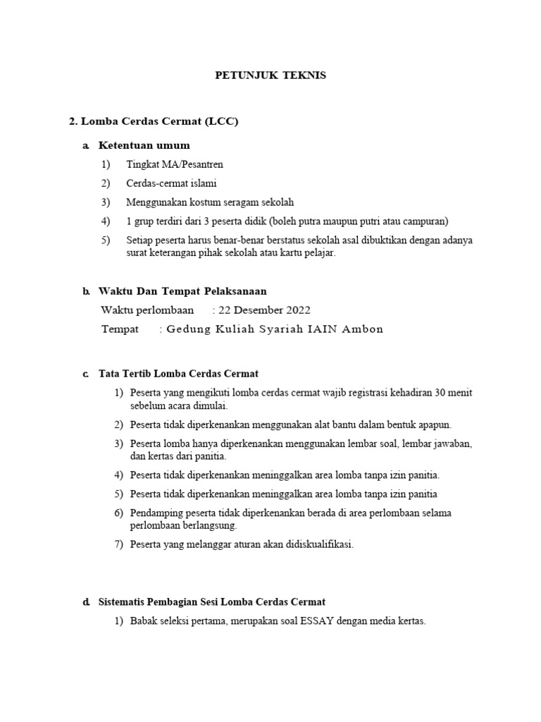 Petunjuk Teknis LCC | PDF