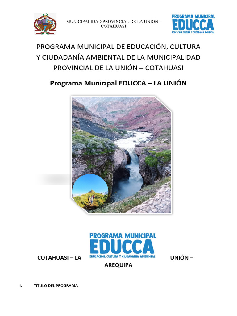 Modelo de Programa Municipal EDUCCA para Municipalidades Tipo A, B, C ...
