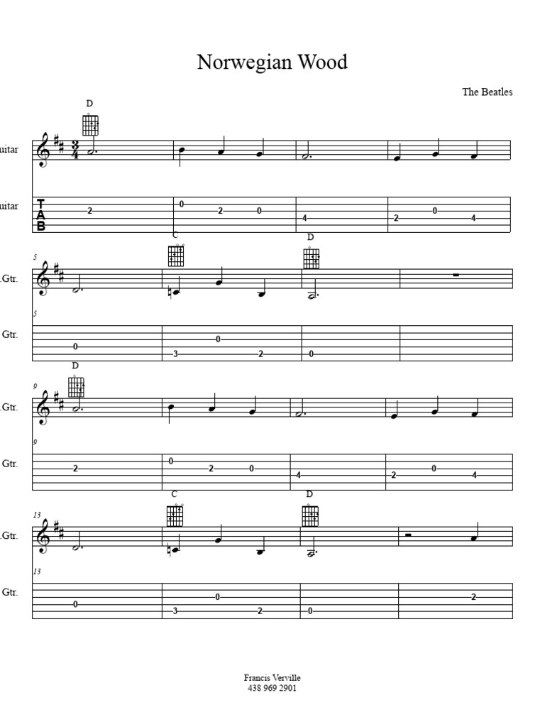 Norwegian Wood Guitar Tabs | PDF | The Beatles
