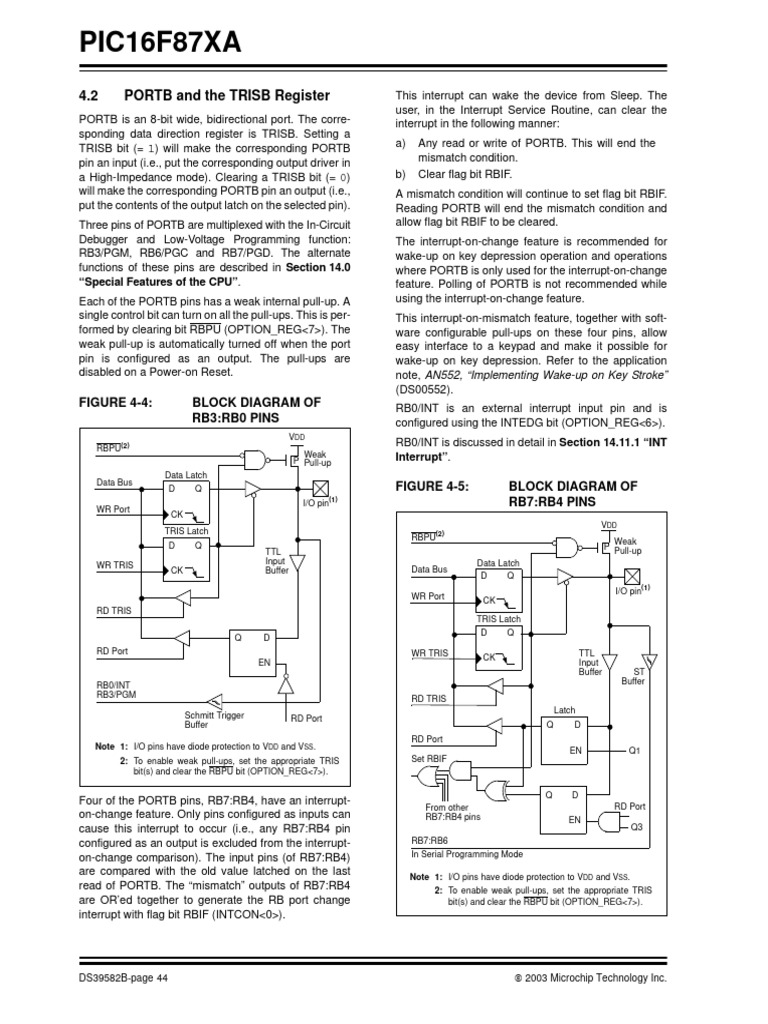 PIC16F87XA: 4.2 PORTB and The TRISB Register | PDF | Input/Output | Computer Data