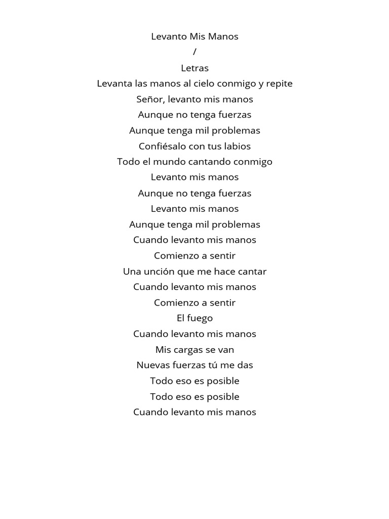 Levanto Mis Manos: Letra y Mensaje | PDF