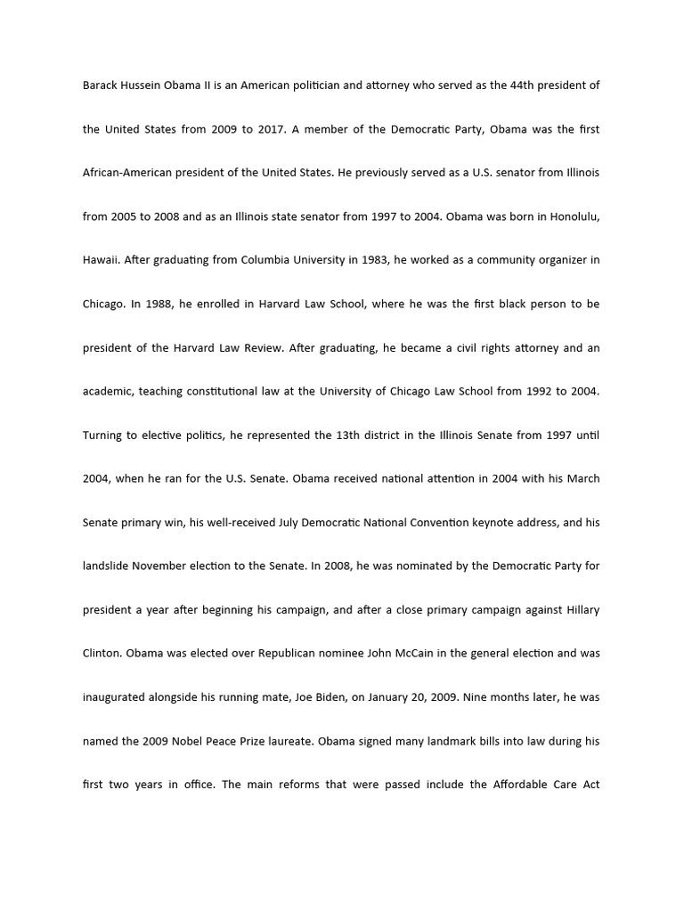 Barack Obama: 44th U.S. President Overview | PDF | Barack Obama ...