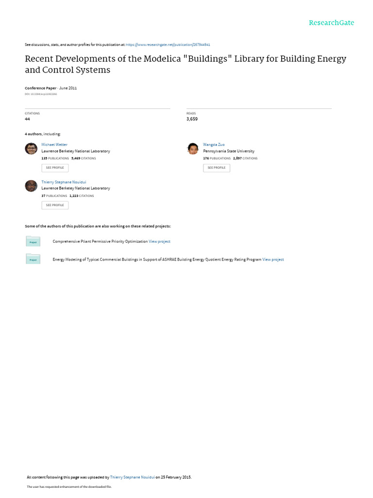 Recent Developments of The Modelica "Buildings" Library For Building ...