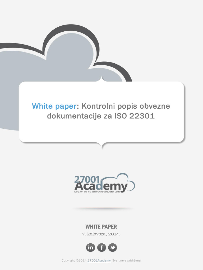 Spisak Dokumentacije ISO 22301 | PDF