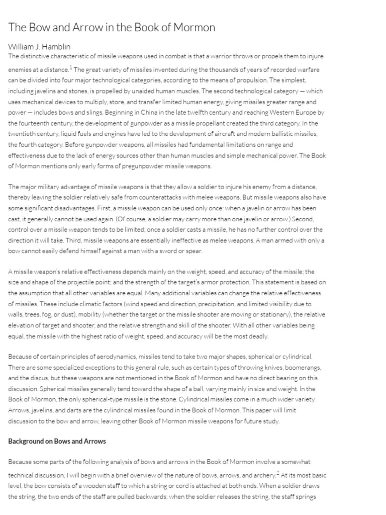 The bow and arrow in the book of mormon | PDF | Bow And Arrow | Archery