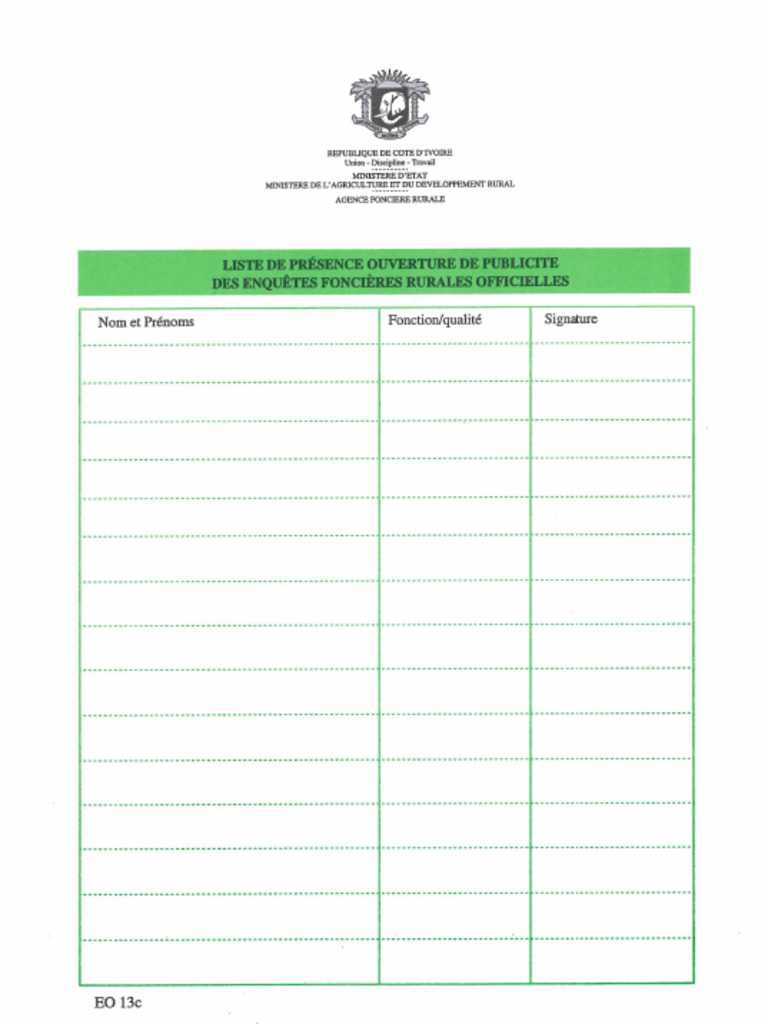 LISTE DE PRESENCE | PDF