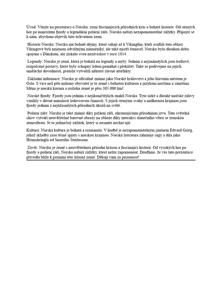 Prezentace Norsko | PDF