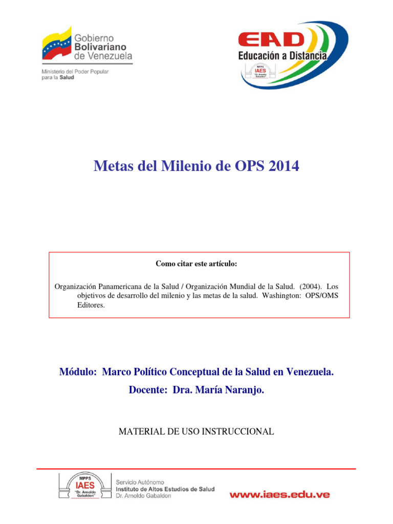 Metas Del Milenio 2030 | PDF | Organización Panamericana de la Salud ...