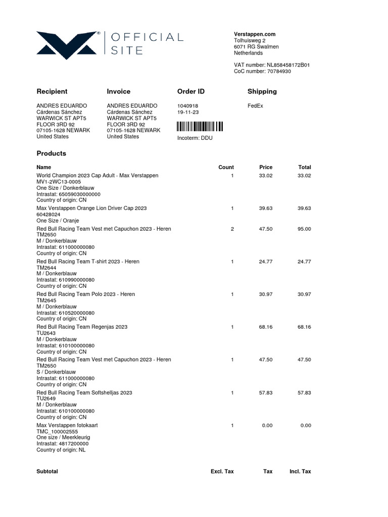Invoice 1040918 | PDF | Formula One | Formula One Races
