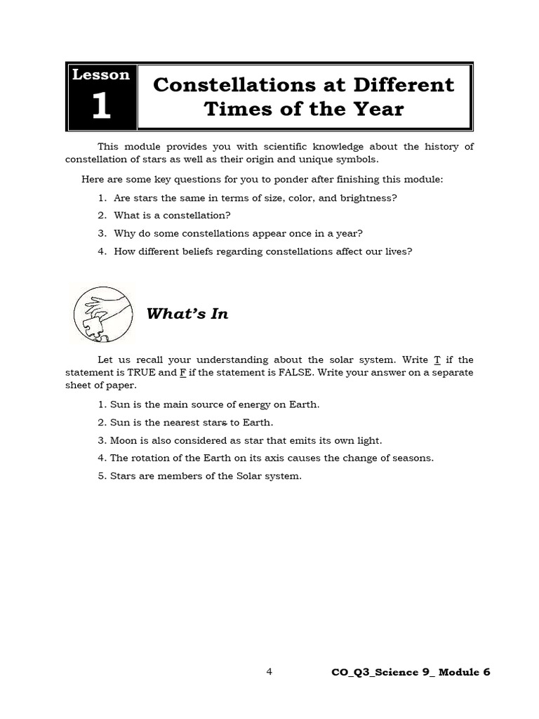 LESSON 6 STARS and CONSTELLATIONS | PDF | Apparent Magnitude | Stars