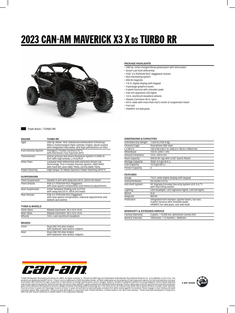 My23ssvmaverickx3xdsturborranz Fa | PDF | Four Wheel Drive | Turbocharger