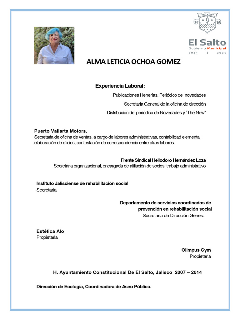 Trayectoria Profesional de Alma Ochoa | PDF | Gobierno local