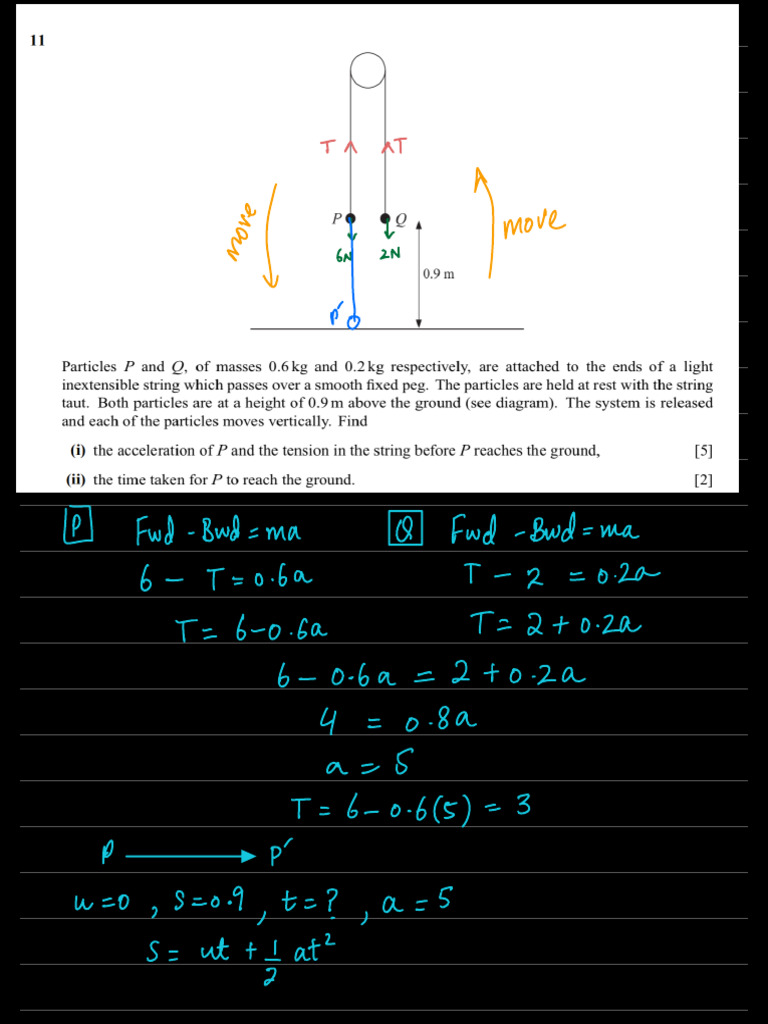 Physics Calculations for Pulleys and Forces | PDF