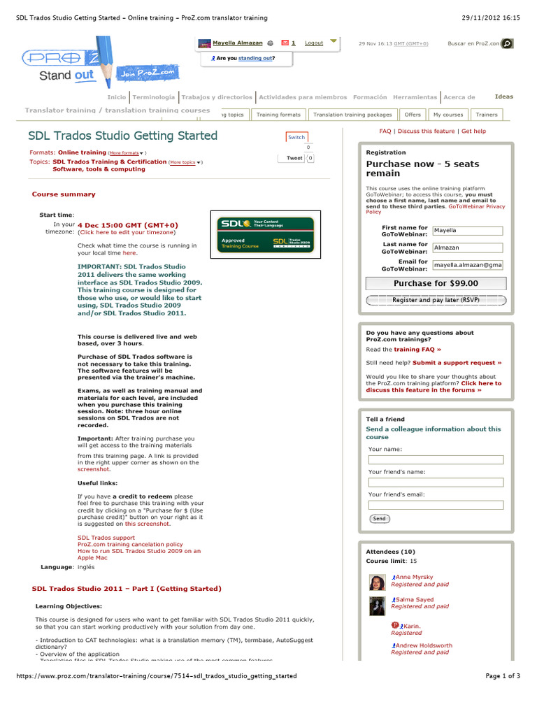 SDL Trados Studio Getting Started - Online Training - ProZ - Com Translator Training | PDF ...