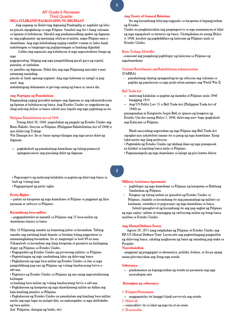 AP Grade 6 ReviewerQ3 | PDF