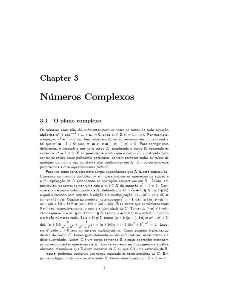 Números Complexos | Download grátis PDF | Número complexo | Vetor euclidiano