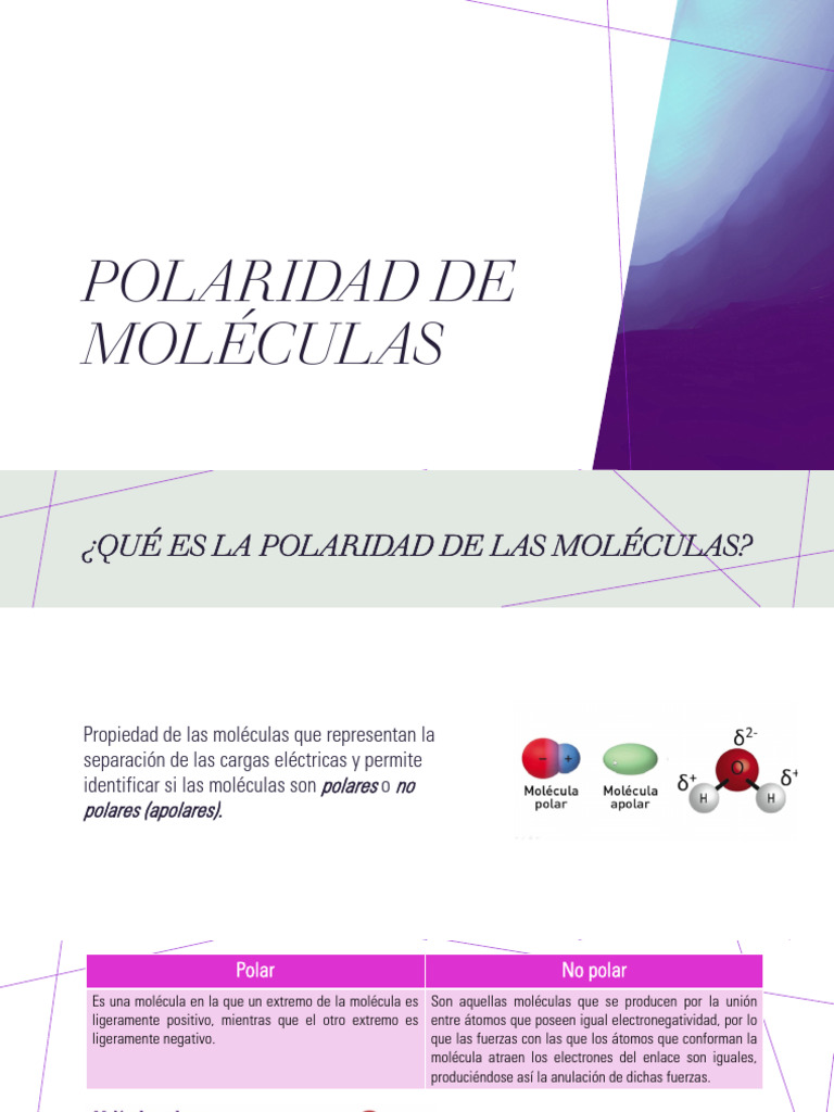 Polaridad de Moléculas: Definición y Ejemplos | PDF