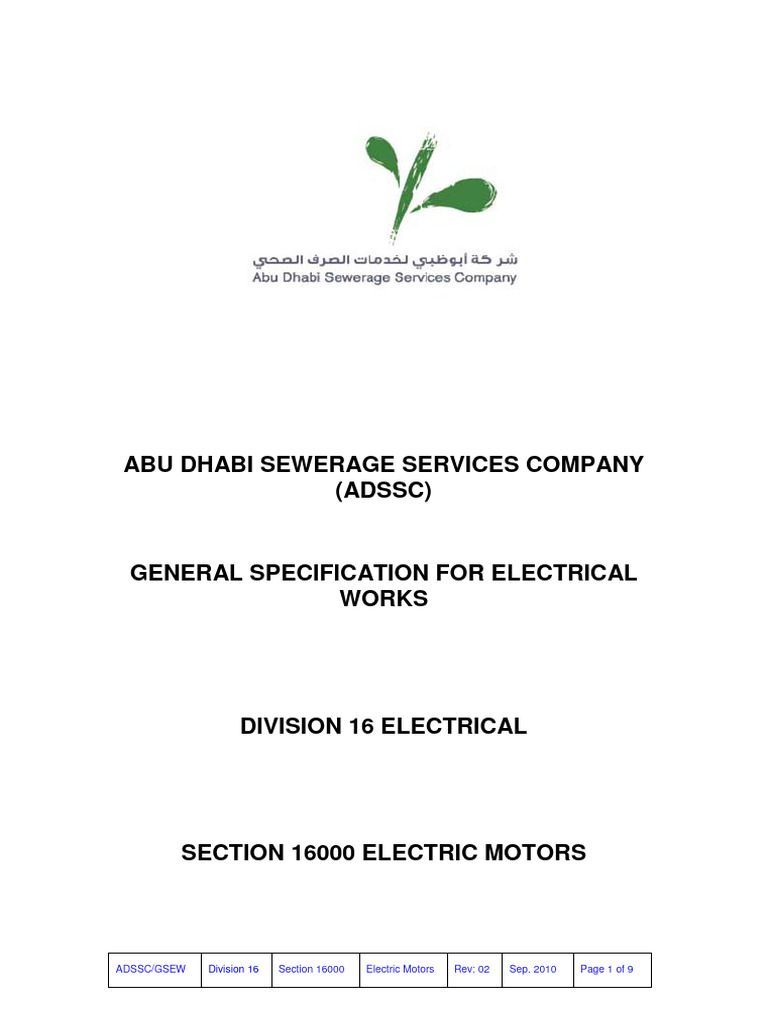 00-Division 16-Section 16000 Electric Motors-Version 2.0 | PDF | Electric Motor | Bearing ...