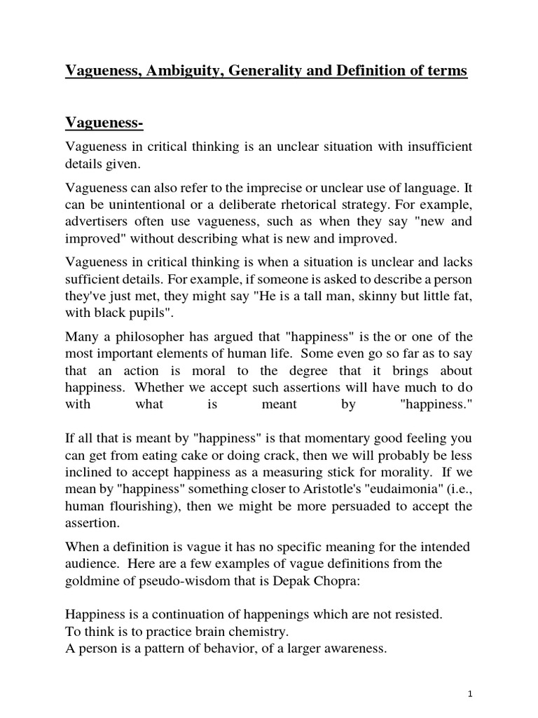 Understanding Vagueness and Ambiguity | PDF | Ambiguity | Vagueness