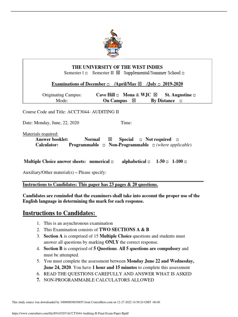 Acct3044 2020 | PDF | Audit | Invoice