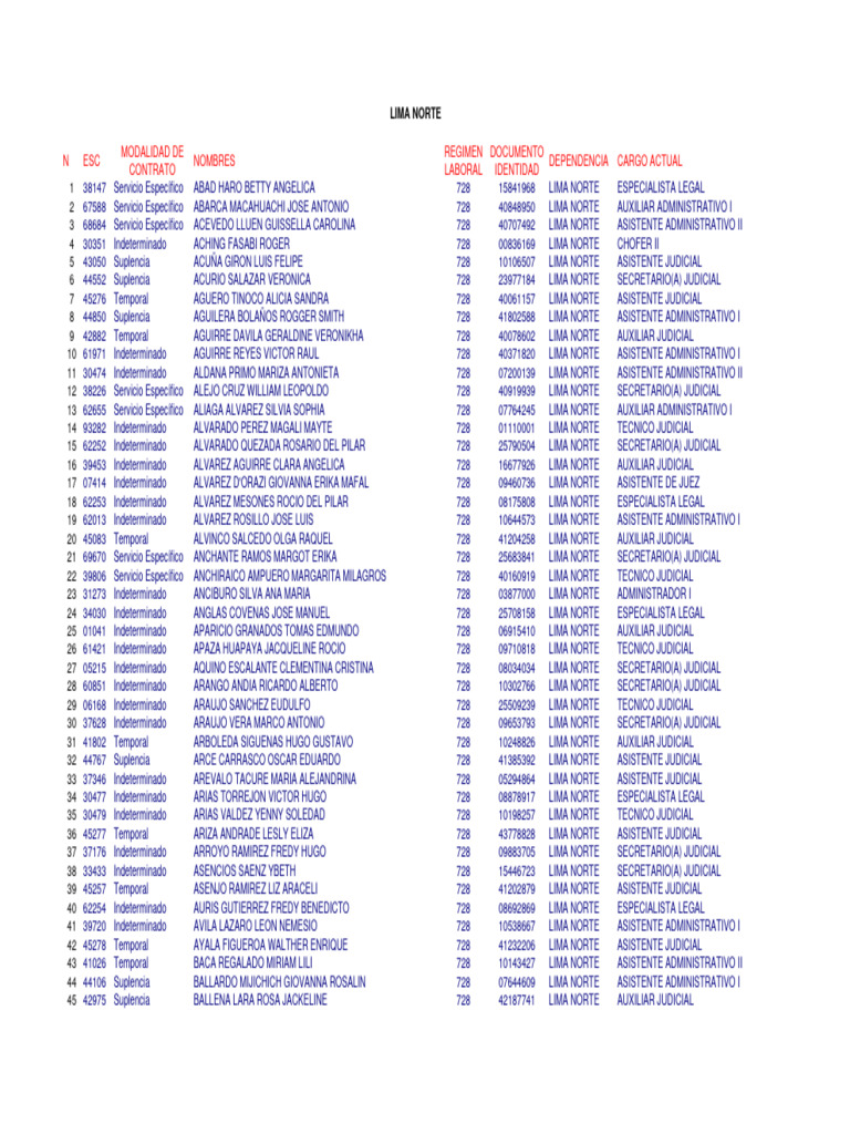 Padron Lima Norte | PDF
