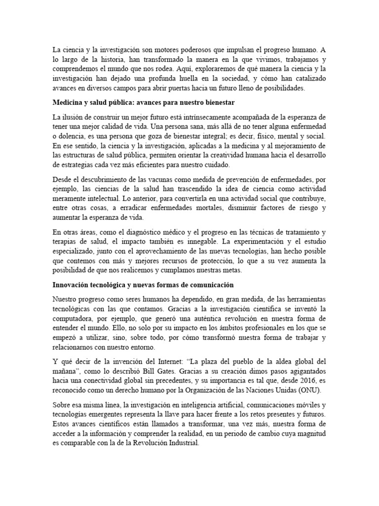 La Ciencia y La Investigación Son Motores Poderosos Que Impulsan El Progreso Humano | Descargar ...