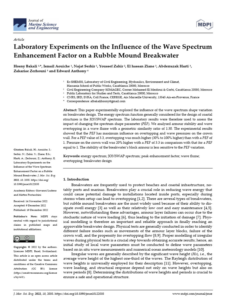 Laboratory Experiments On The Influence of The Wav | PDF | Spectral Density | Waves