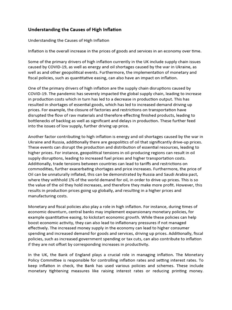 Understanding The Causes of High Inflation | PDF | Inflation | Monetary ...