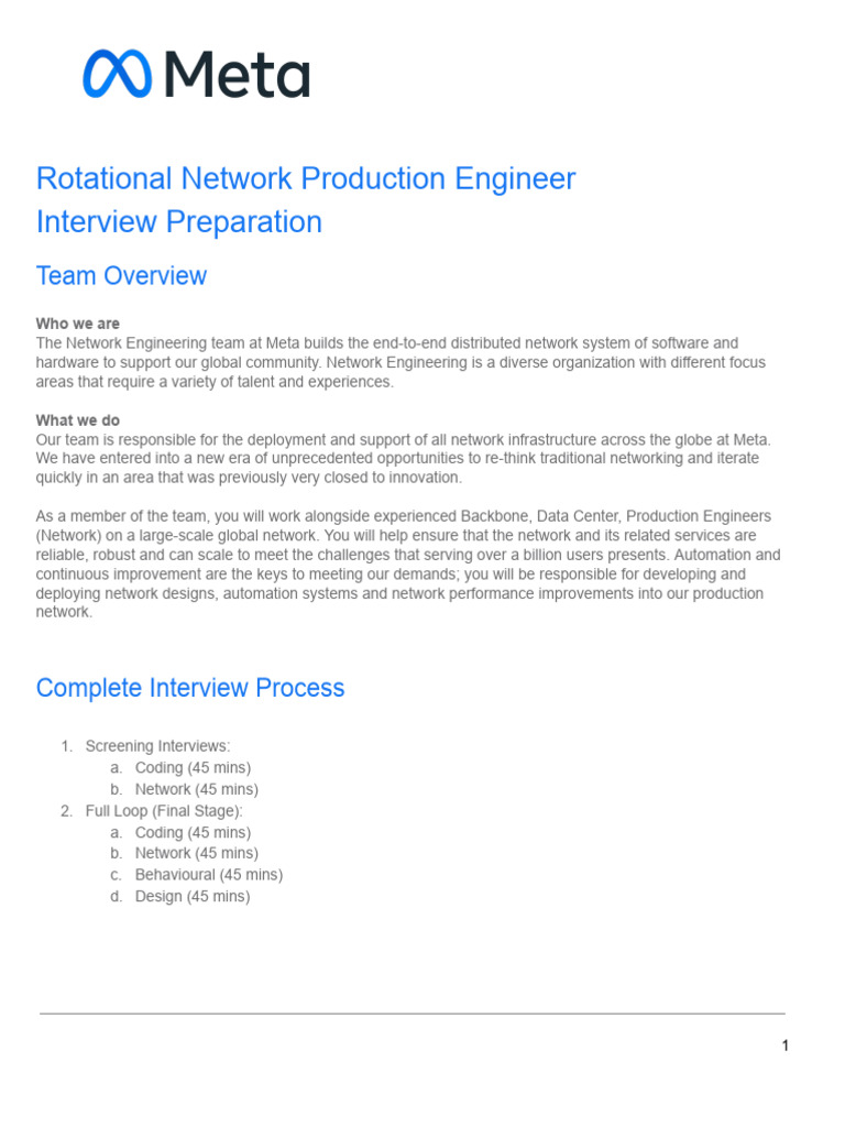 Rotational Network Production Engineer Interview Prep | PDF | Computer ...