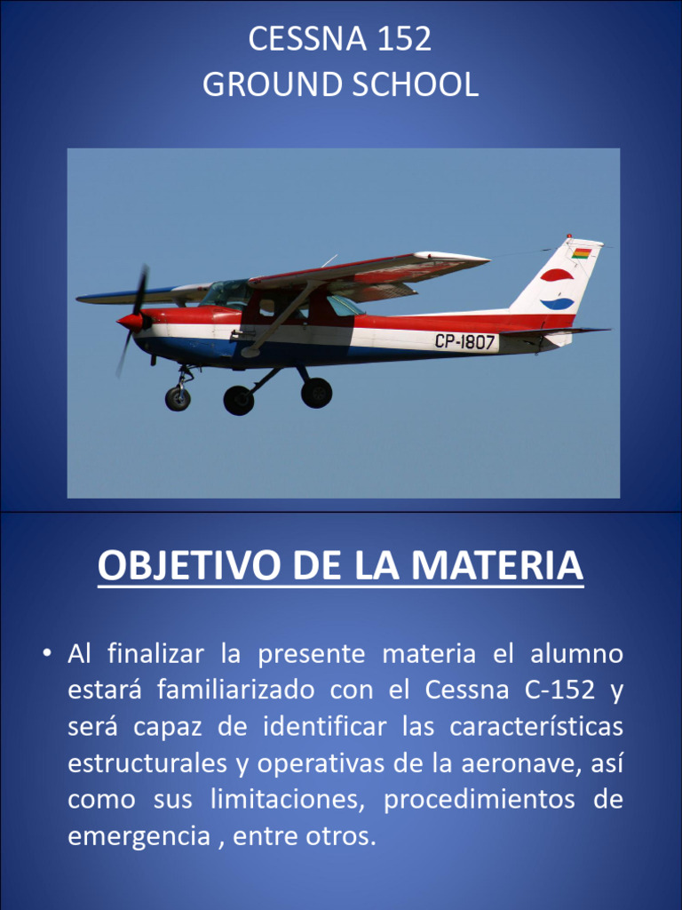 Ground School Cessna C - 152 | PDF | Tren de aterrizaje | Avión