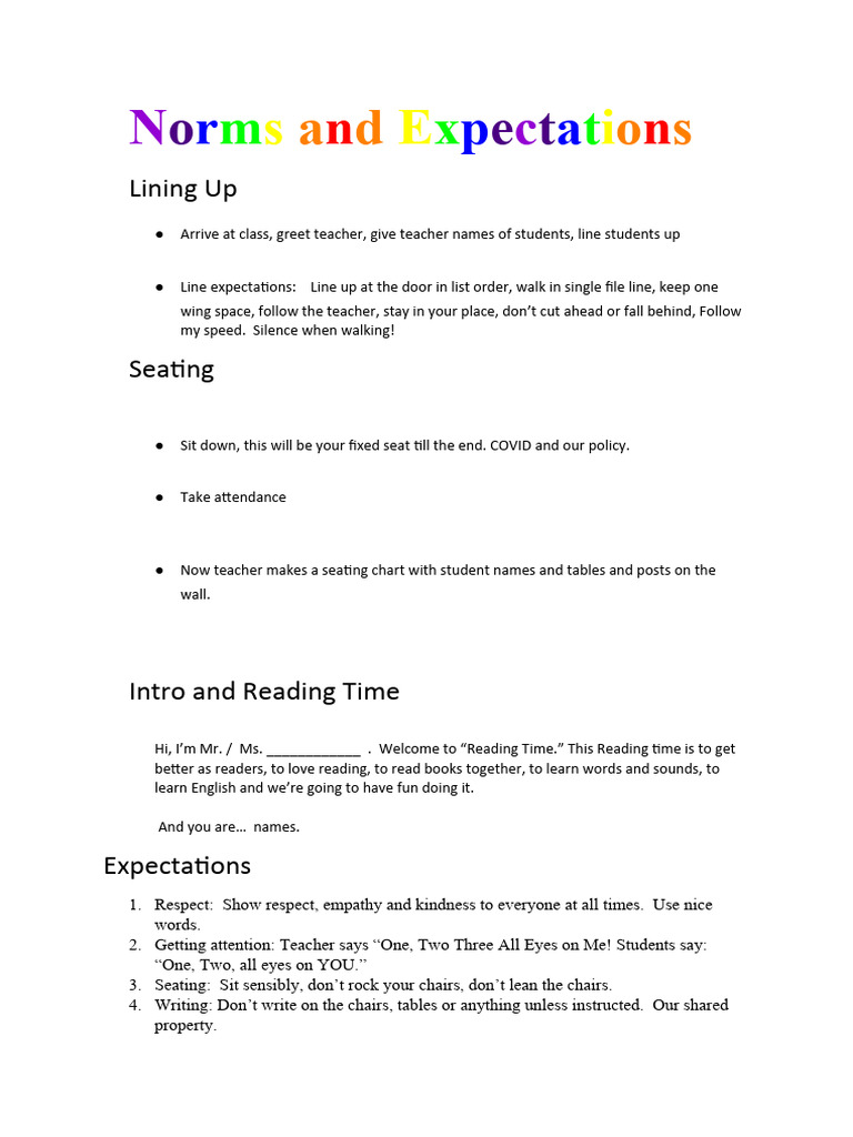 Matrix One Reading Norms and Intro Lesson | PDF