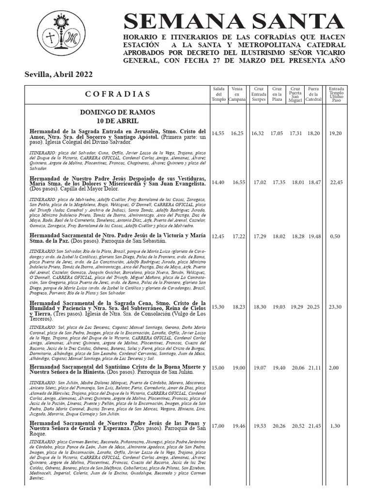 Programa Semana Santa Sevilla 2022 (1) | PDF | Cristo (título)