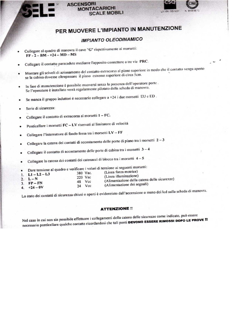 Istruzioni Sele | PDF