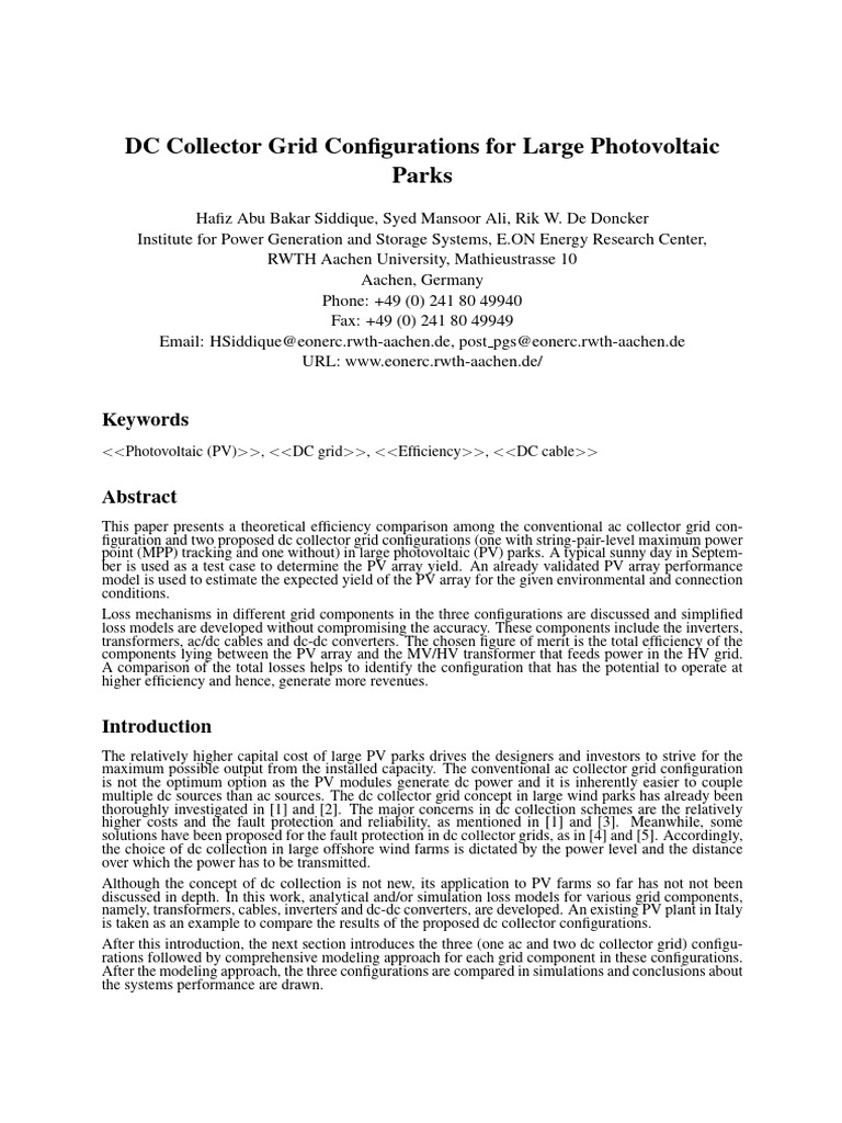 DC Collector Grid Configurations for PV Parks | PDF | Power Inverter ...