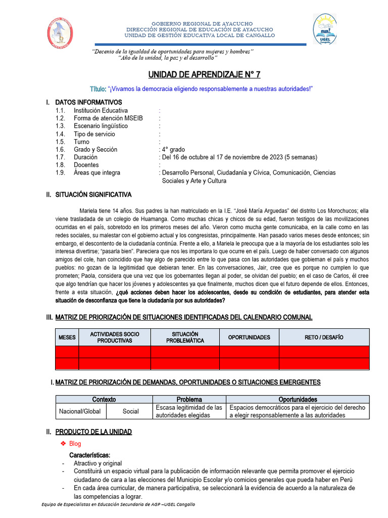 Esquema de Unidad de Aprendizaje 2023 | PDF | Evaluación | Democracia