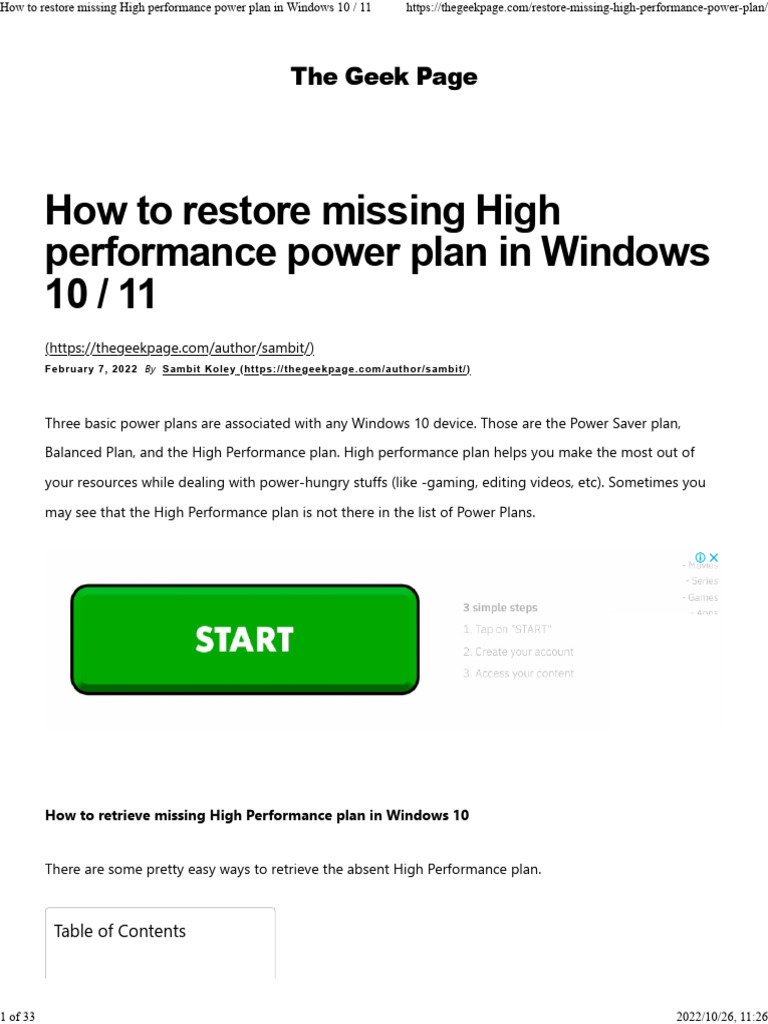 How To Restore Missing High Performance Power Plan in Windows 10 - 11 | PDF | Windows Registry ...