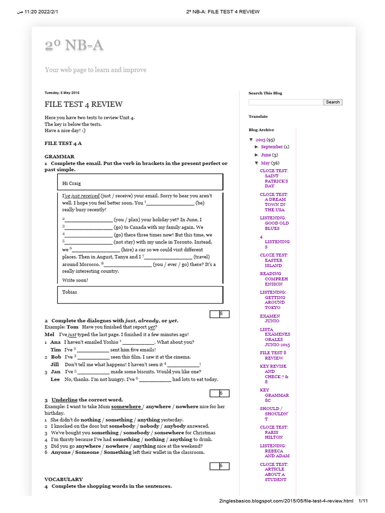 File Test 4 Review: Your Web Page To Learn and Improve | PDF