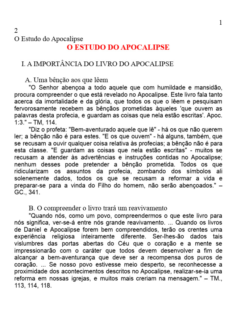 Importância do Apocalipse na Fé Cristã | PDF | Livro do Apocalipse | Jesus