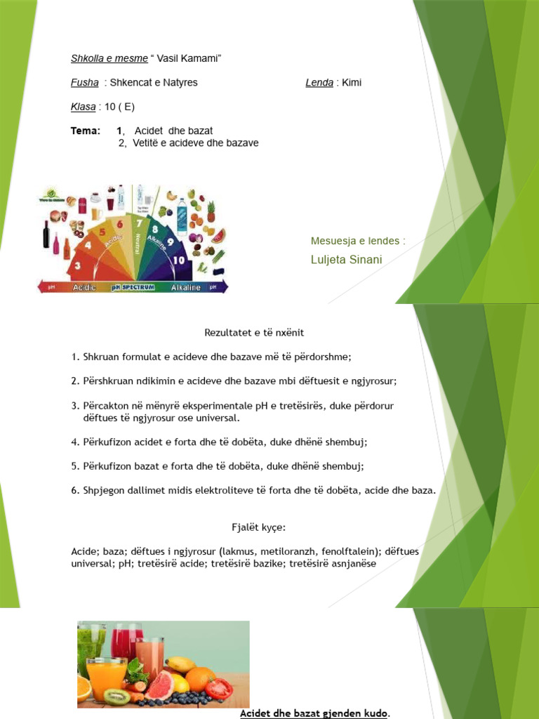 Kimi10 Acidet Dhe Bazatpptx | PDF