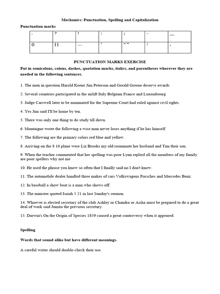 Mechanics - Spelling, Punctation, Cap | PDF | Verb | Noun