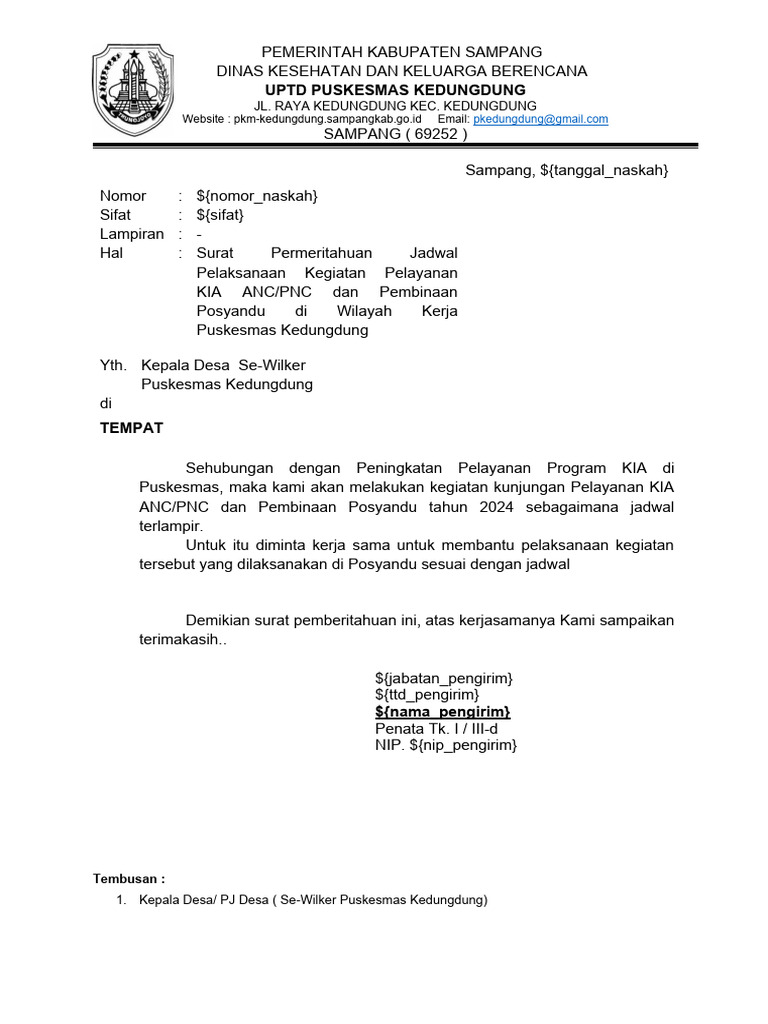Surat Pemberitahuan Kegiatan | PDF