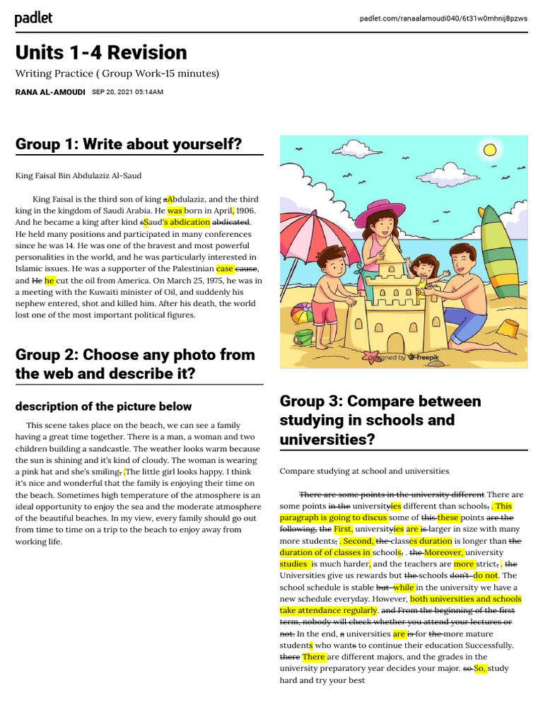 Padlet-Units 1-4 Writing Practice | PDF