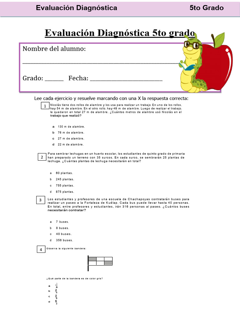Evaluación Diagnóstica 5to Grado | PDF | Artes del Lenguaje y Comunicación